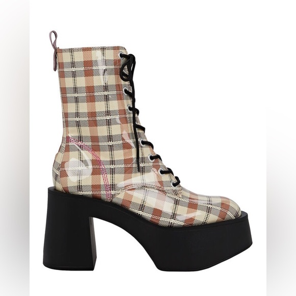 Larroude | Shoes | Larroud Olivia Plaid Platform Combat Boots L New With Tag | Poshmark